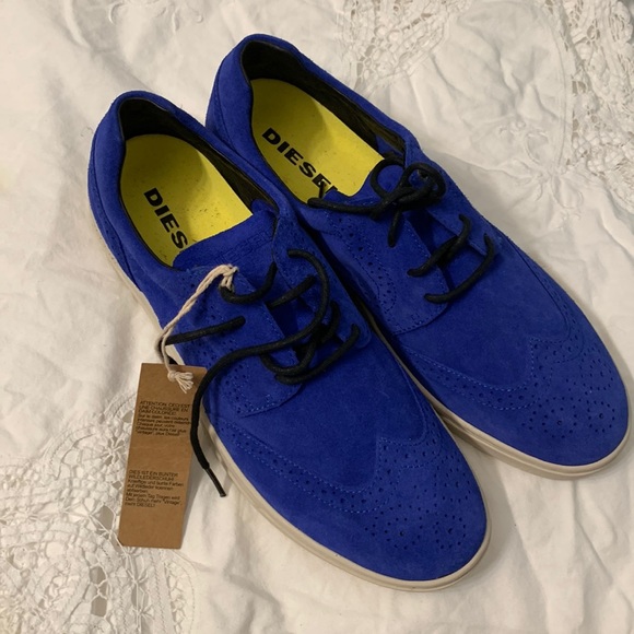 Diesel | Shoes | Diesel Blue Sued Leather Shoes New | Poshmark